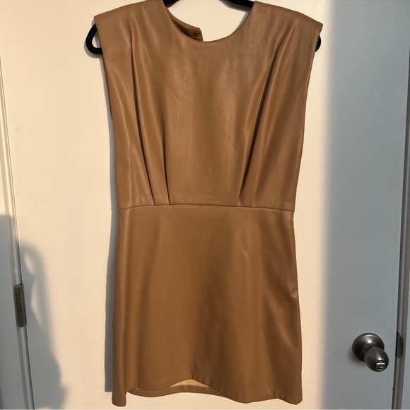 Zara | Dresses | Zara Tan Mini Dress Leather | Poshmark